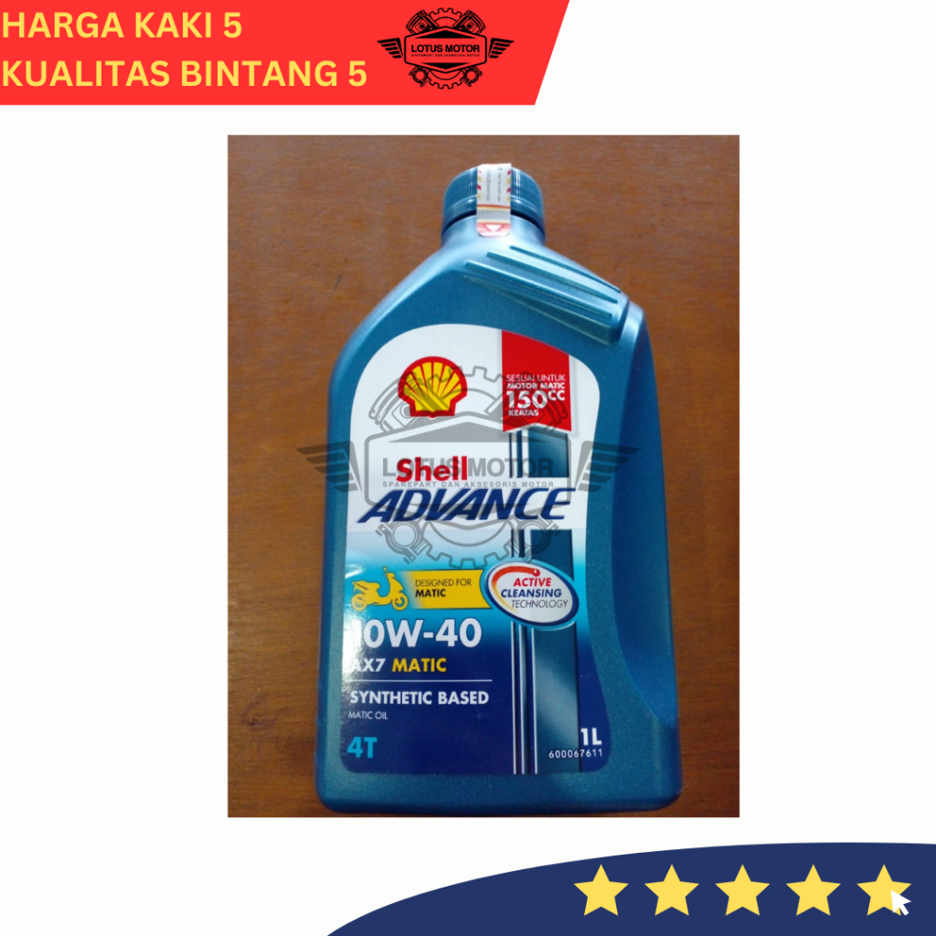 Jual OLI MESIN SHELL AX7 MATIC SCOOTER 10W-40 1 LITER 1000ML (DIJAMIN ...