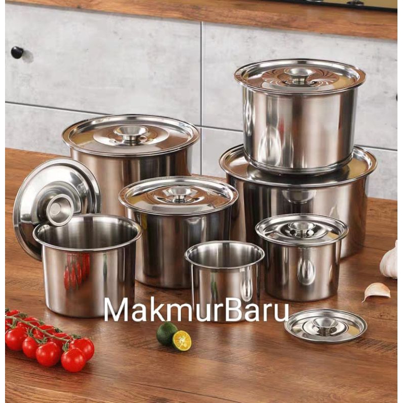 Jual Baskom Set Stainless Tebal Serbaguna Ada Tutup Isi 2 Pcs/Tempat ...