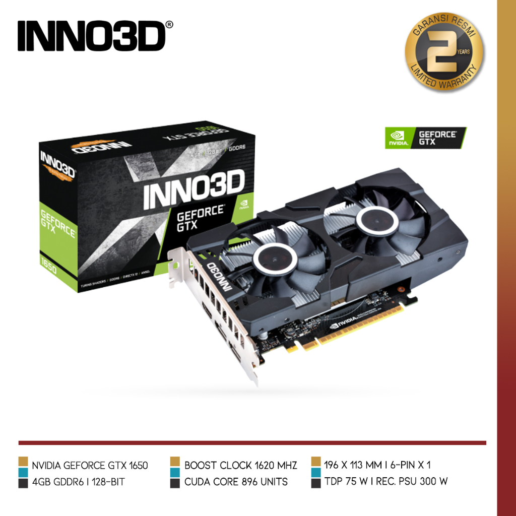 Jual INNO3D GEFORCE GTX 1650 4GB GDDR6 TWIN X2 OC | Shopee Indonesia