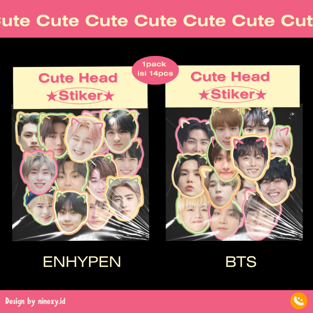 Jual Sticker head cute kpop bts enhypen rm jin suga jhope jimin ...