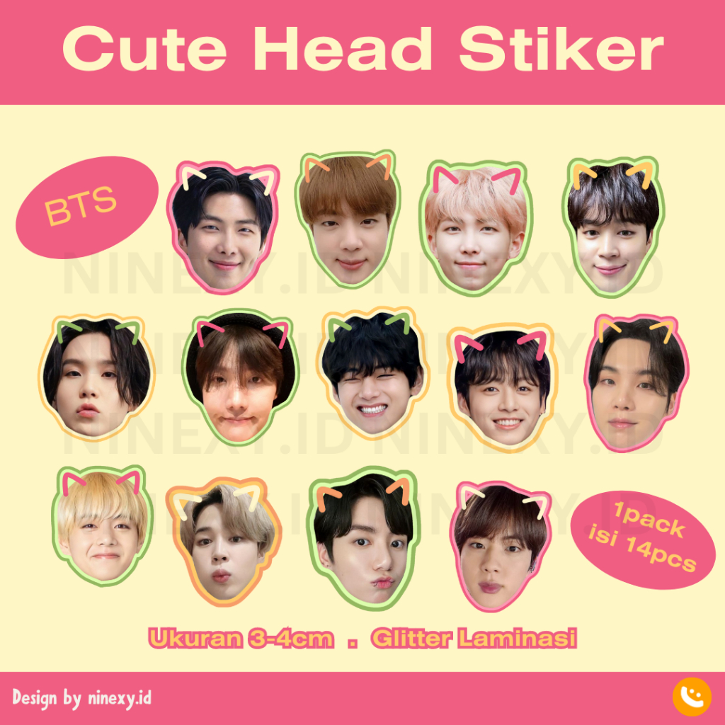 Jual Sticker head cute kpop bts enhypen rm jin suga jhope jimin ...