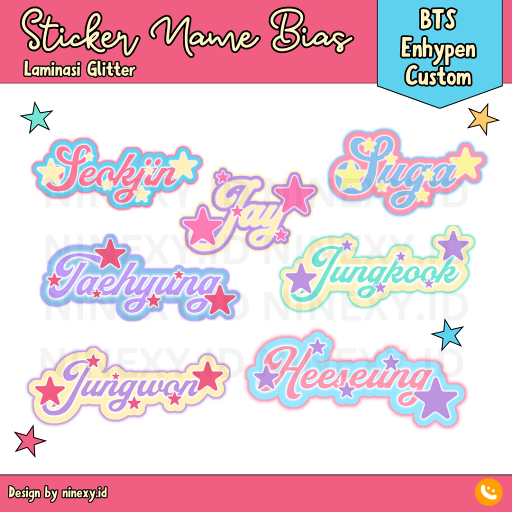 Jual Sticker Name kpop stiker bts enhypen custom rm jin suga jhope ...
