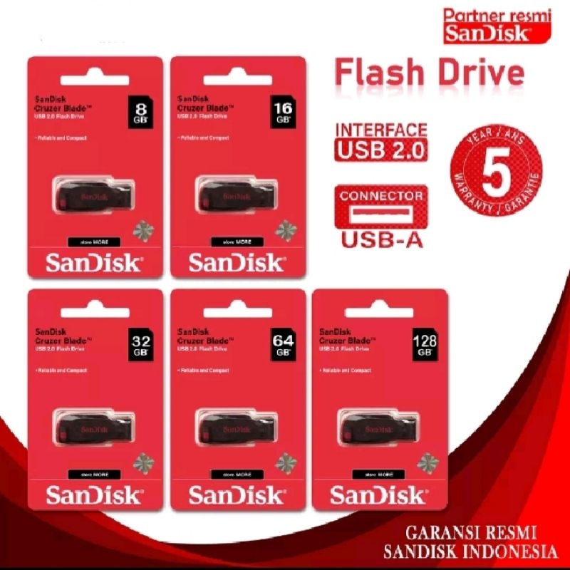 Jual FLASHDISK SANDISK CRUZER BLADE 16GB 32GB 64GB 128GB ORIGINAL ...