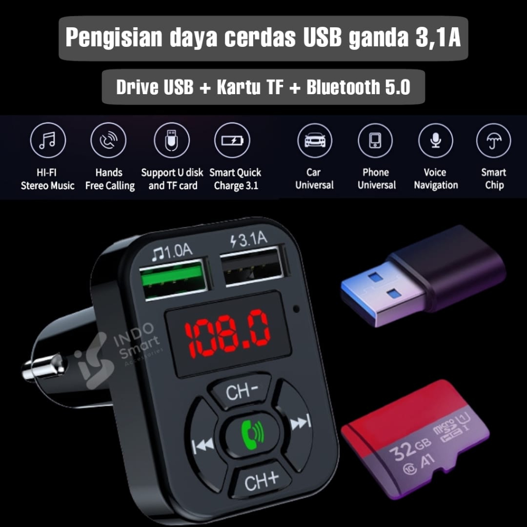 Jual Bluetooth Mobil USB / FM Transmitter / Car Charger 2 USB Modulator ...