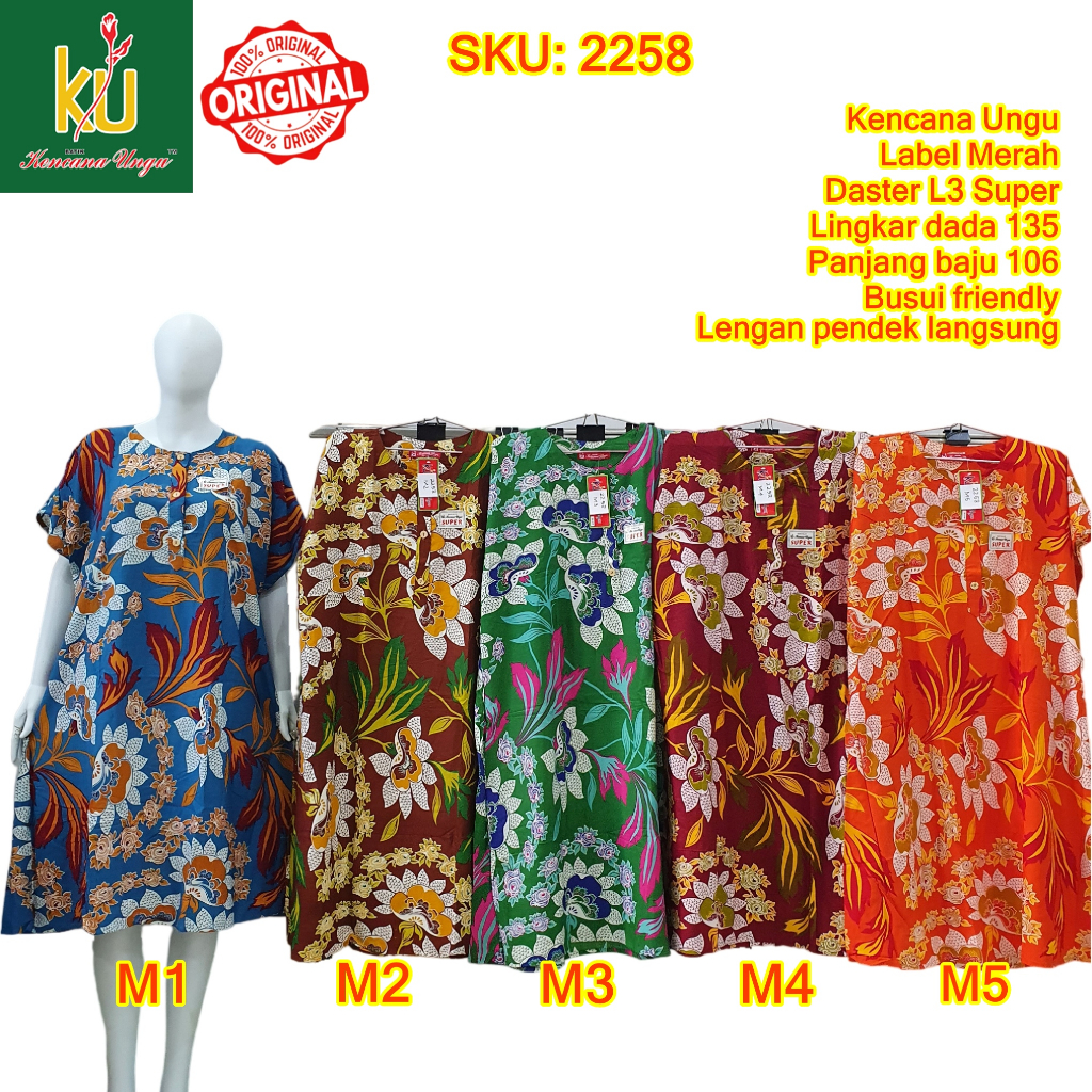 Jual Daster Jumbo Kencana Ungu L3 Super Label Merah Busui Lengan Pendek ...