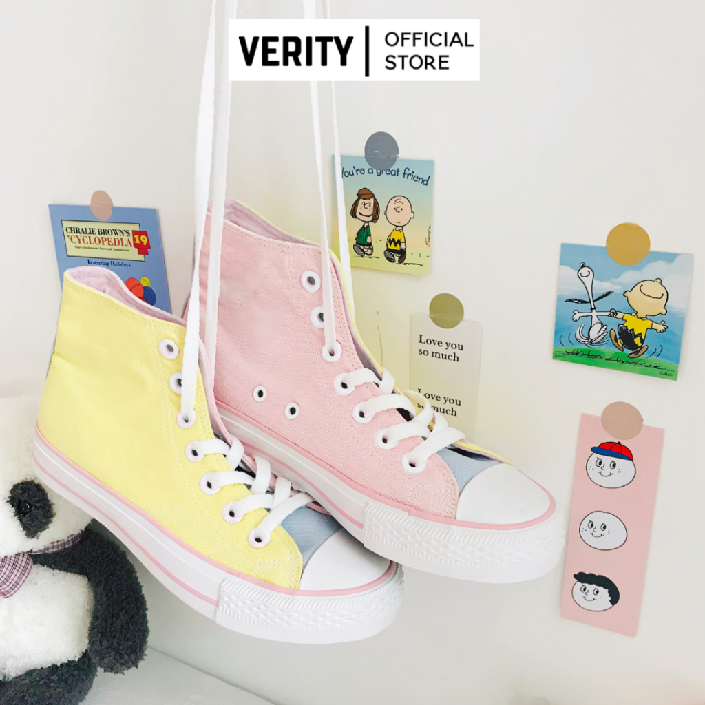 Jual VERITY Sepatu Korean Style Kawai Pink And Yellow High Sneakers ...