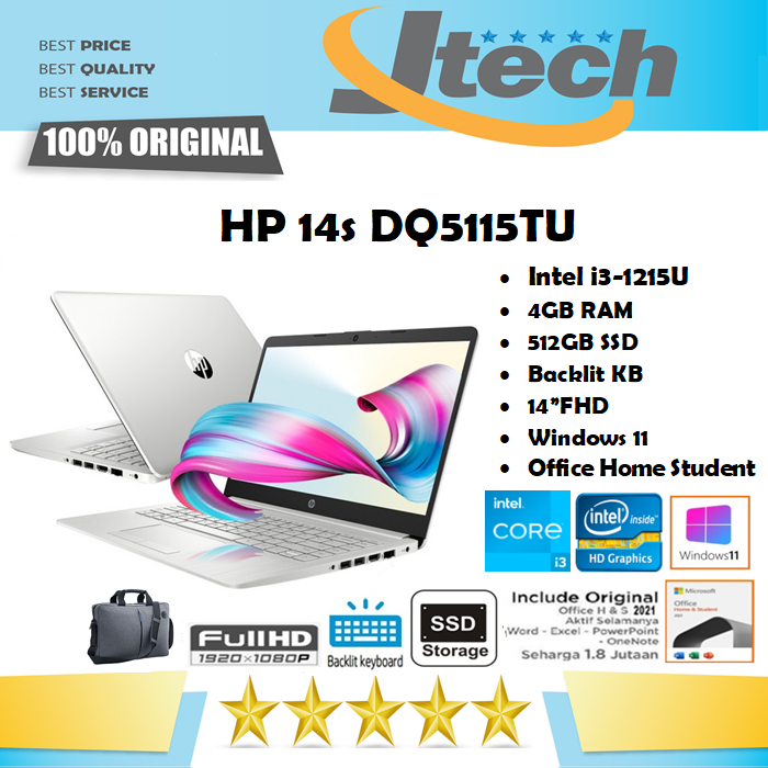 Jual HP 14s dq5115TU - i3-1215U - 8GB - 512GB SSD - Backlit KB - 14"FHD ...