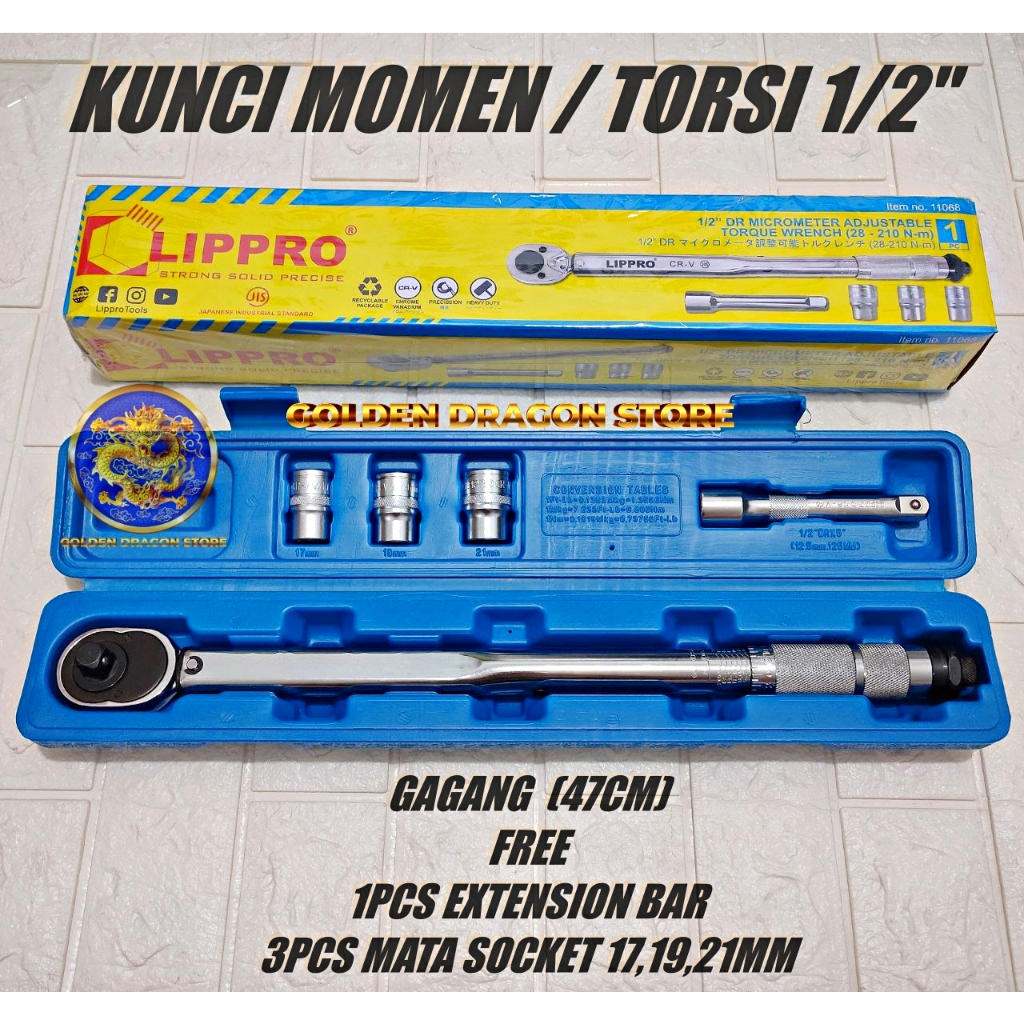 Jual KUNCI TORSI TORQUE 1/2 INCHI 28 - 210 NM / KUNCI MOMEN RACHET ...