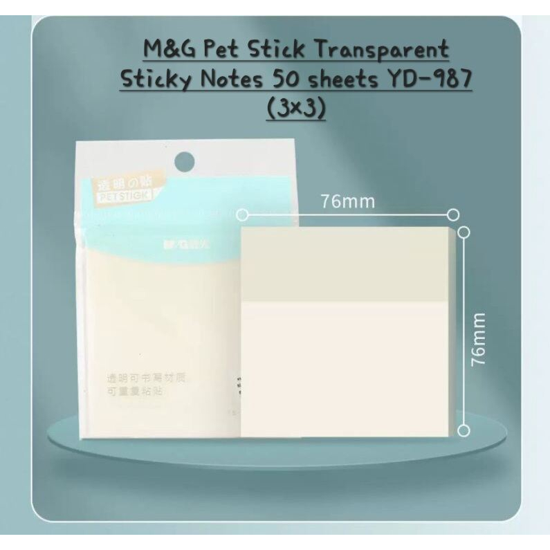 Jual M&G sticky notes PET/transprant 3"x3" 50 lembar | Shopee Indonesia