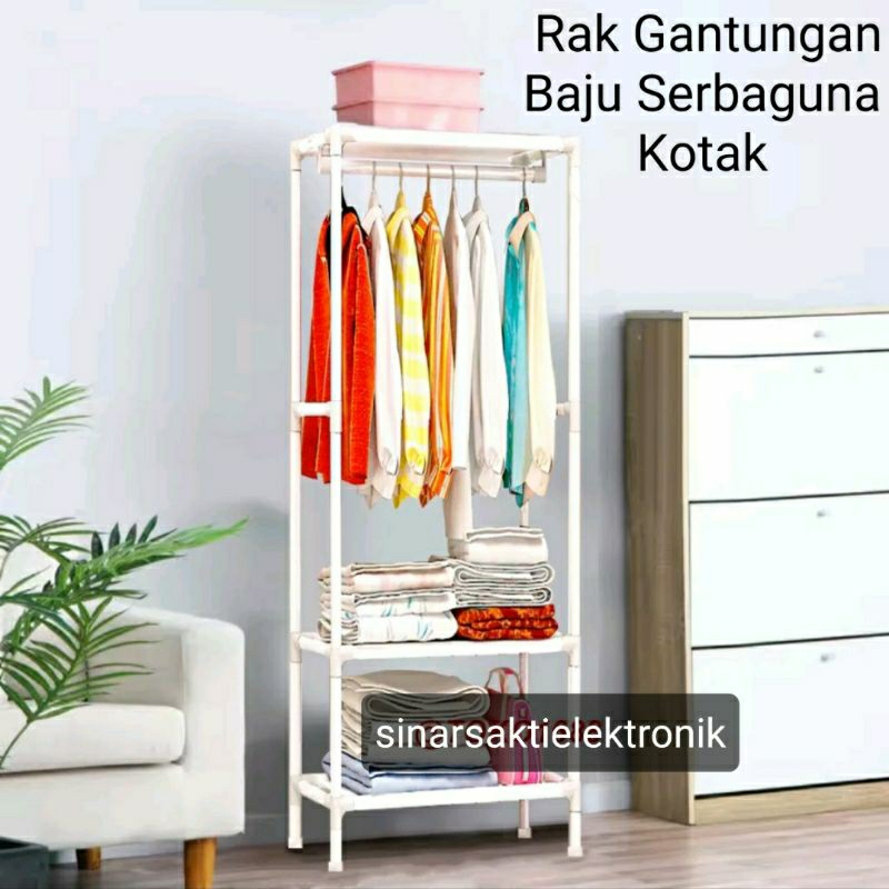 Jual Rak Gantungan Baju Serbaguna Kotak Stand Hanger Lemari Baju ...