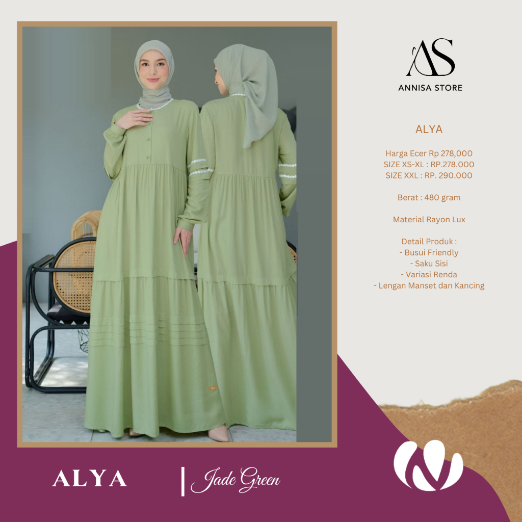 Jual BAJU GAMIS RAYON TERBARU NIBRAS ALYA JADE GREEN / GAMIS RAYON ...