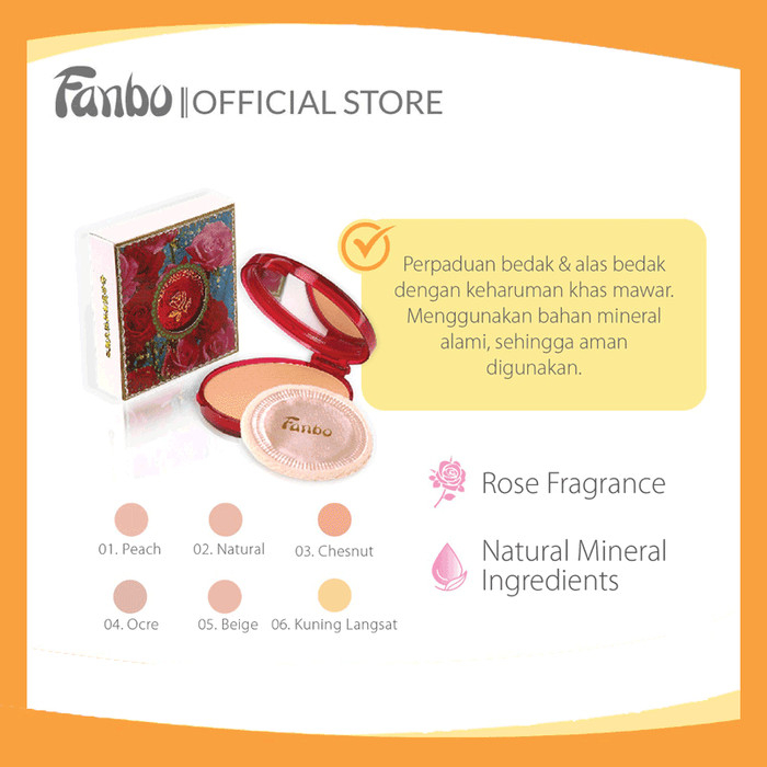 Jual Fanbo Rose 68 Pancake Compact Powder 22.5gr - Fanbo Merah Bedak Padat Bulat Plus Kaca ...