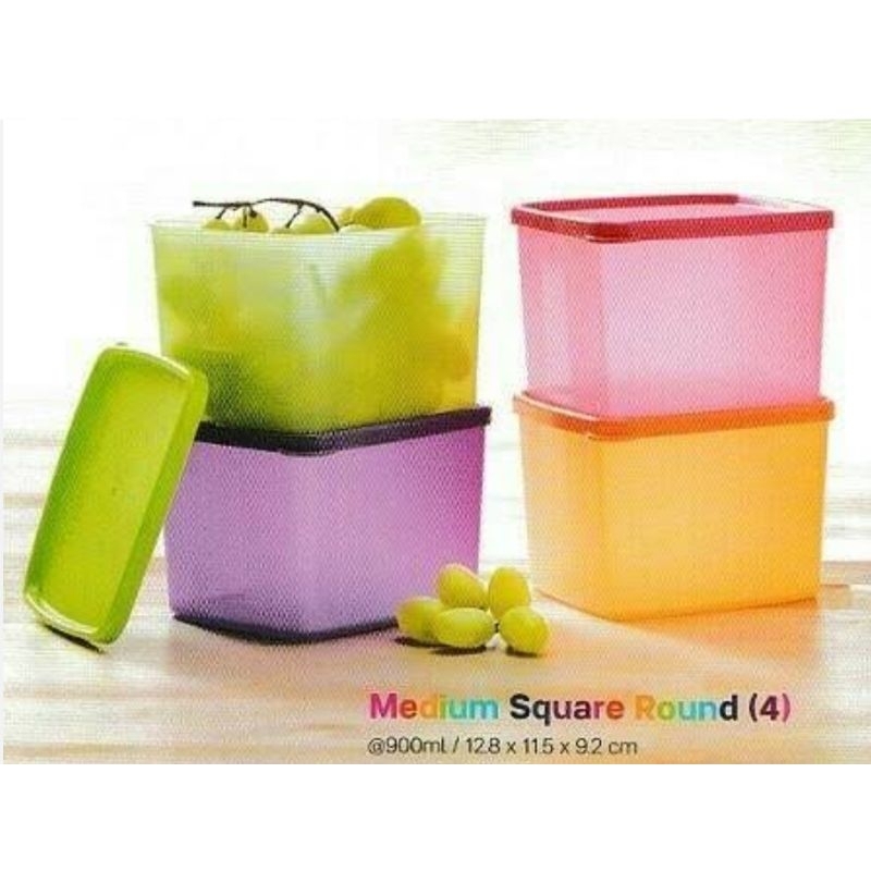 Jual Tupperware Medium Square Round / Tempat Toples Makanan 900ml ...