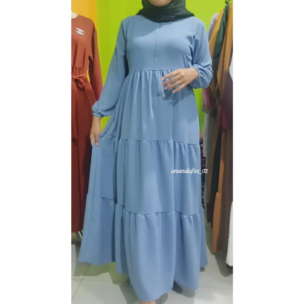 Jual Gamis Polos Rempel Susun Bahan Crinkle Aiflow / Gamis Dewasa ...