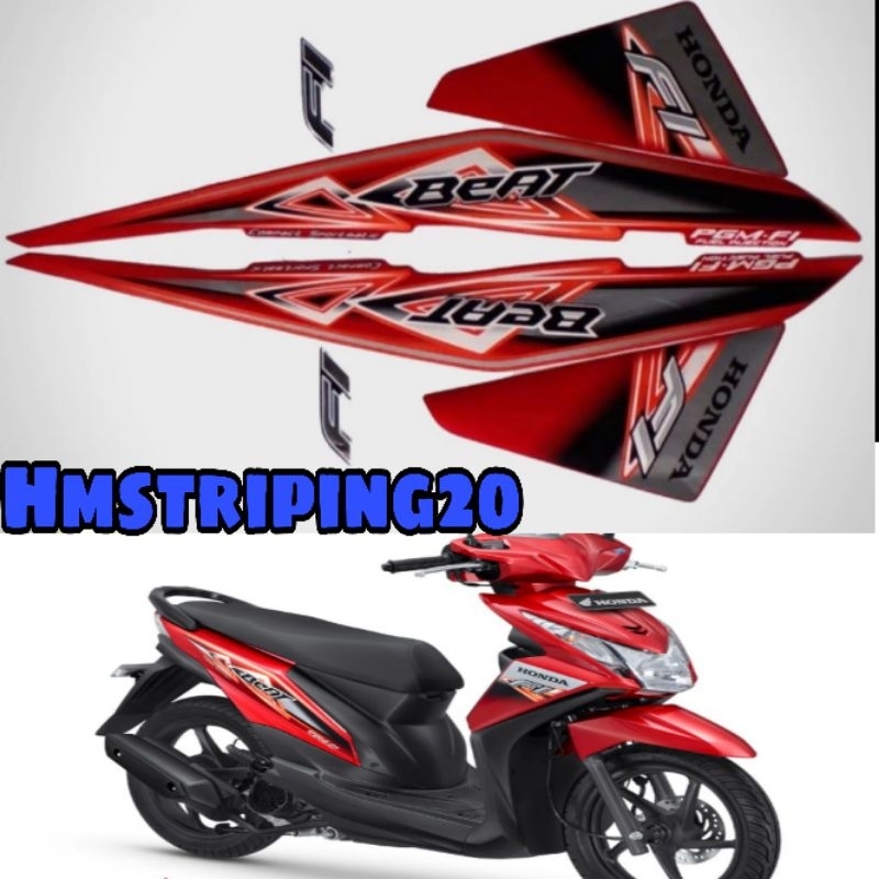 Jual STRIPING STIKER HONDA BEAT FI TAHUN 2013 MERAH LIS BODY STANDART ...