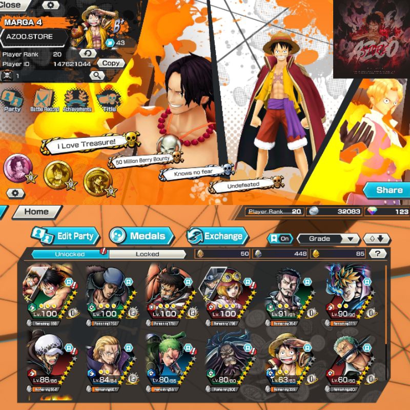 Jual POSTER Akun One Piece Bounty Rush(LUFFY EX,AOKIJI MAX) | Shopee ...