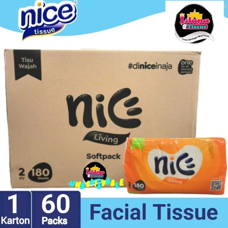 Jual ( 1 KARTON isi 60 pcs ) Tisu NICE 180 sheet / 360 helai | Shopee ...