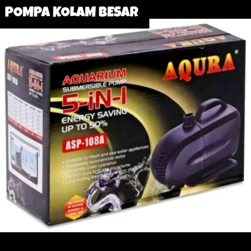 Jual mesin filter kolam besar ikan koi lele pompa celup aqura asp 108a ...