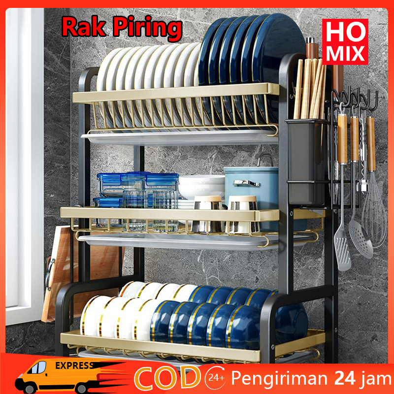 Jual HOMIX Rak Piring Stainless Rak Cuci Piring Penyimpanan Dapur ...