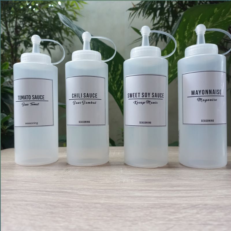 Jual Botol saus kecap warna putih clear free label stiker anti air ...