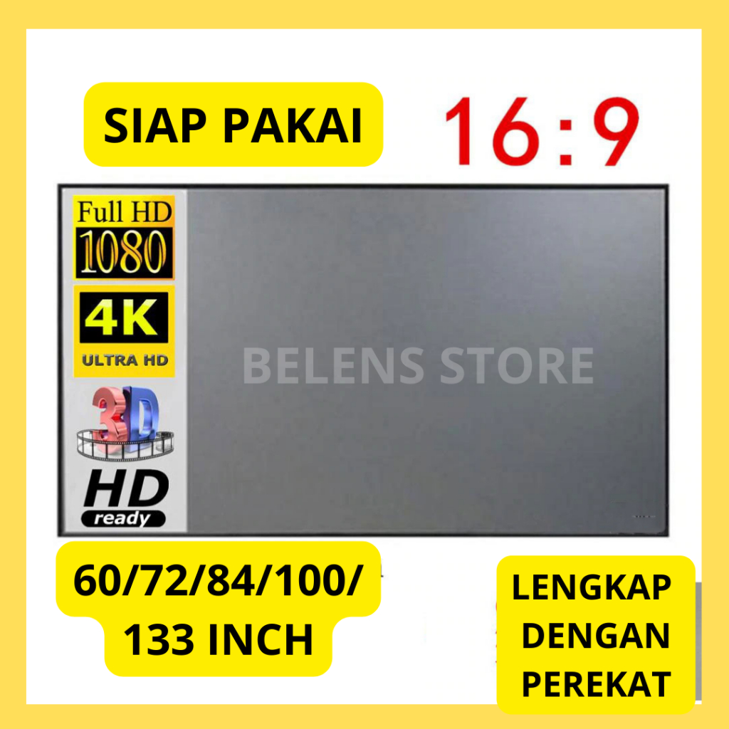 Jual Kain Layar Proyektor Tebal Portable Putih Silver Mini Jumbo besar ...