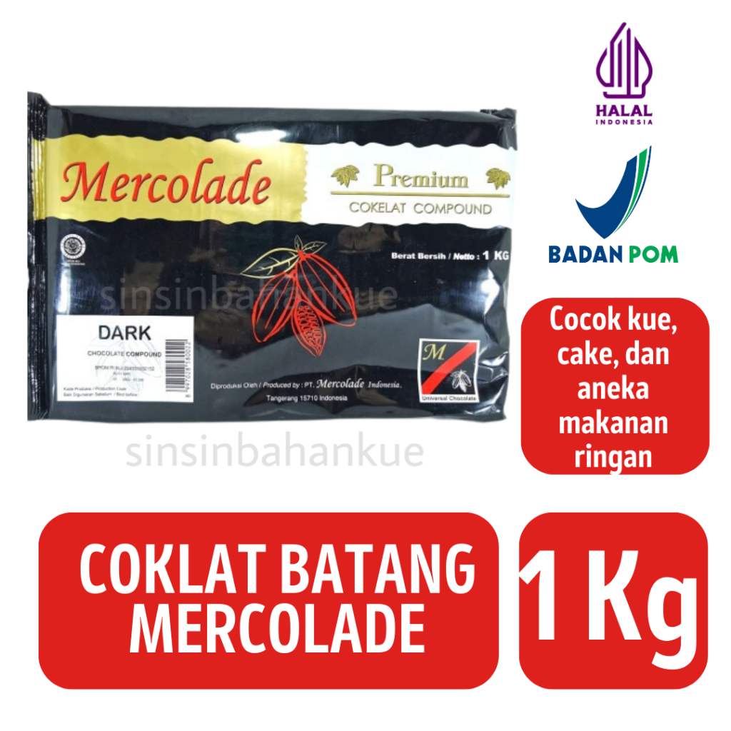 Jual Coklat Blok Mercolade Premium Dark [1Kg UTUH] | Shopee Indonesia