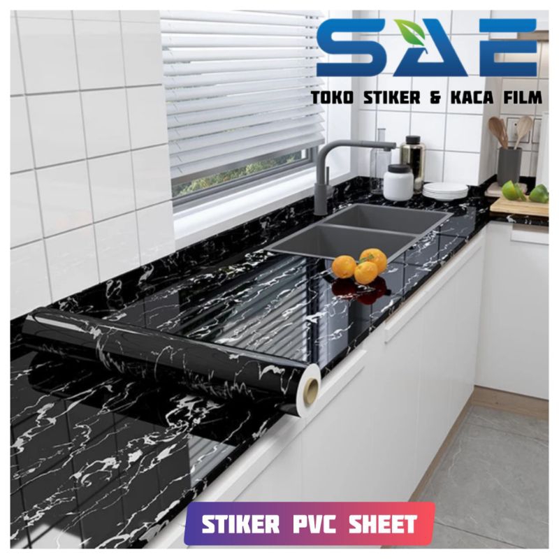 Jual Wallpaper Pvc Sticker Dapur Motif Marmer Hitam Pelapis Dinding ...