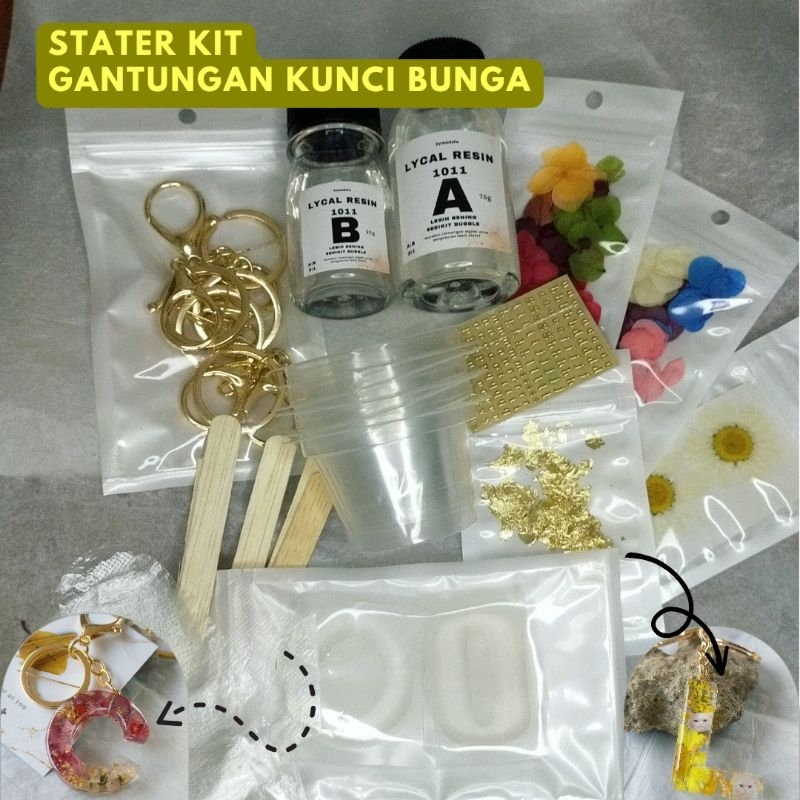 Jual STATER KIT DIY HURUF RESIN Bening LYCAL 1011 Gantungan Kunci Resin bymadafo Dengan Bunga ...