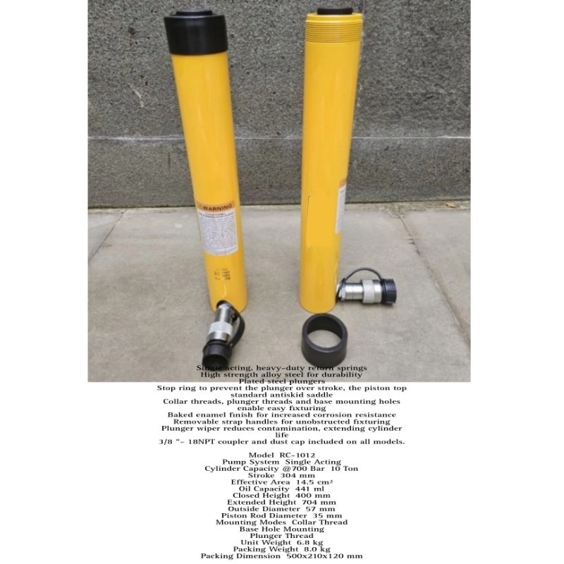 Jual Hydraulic Cylinder 10 Ton 304mm RC-1012 Hidrolik Jack 10T | Shopee Indonesia