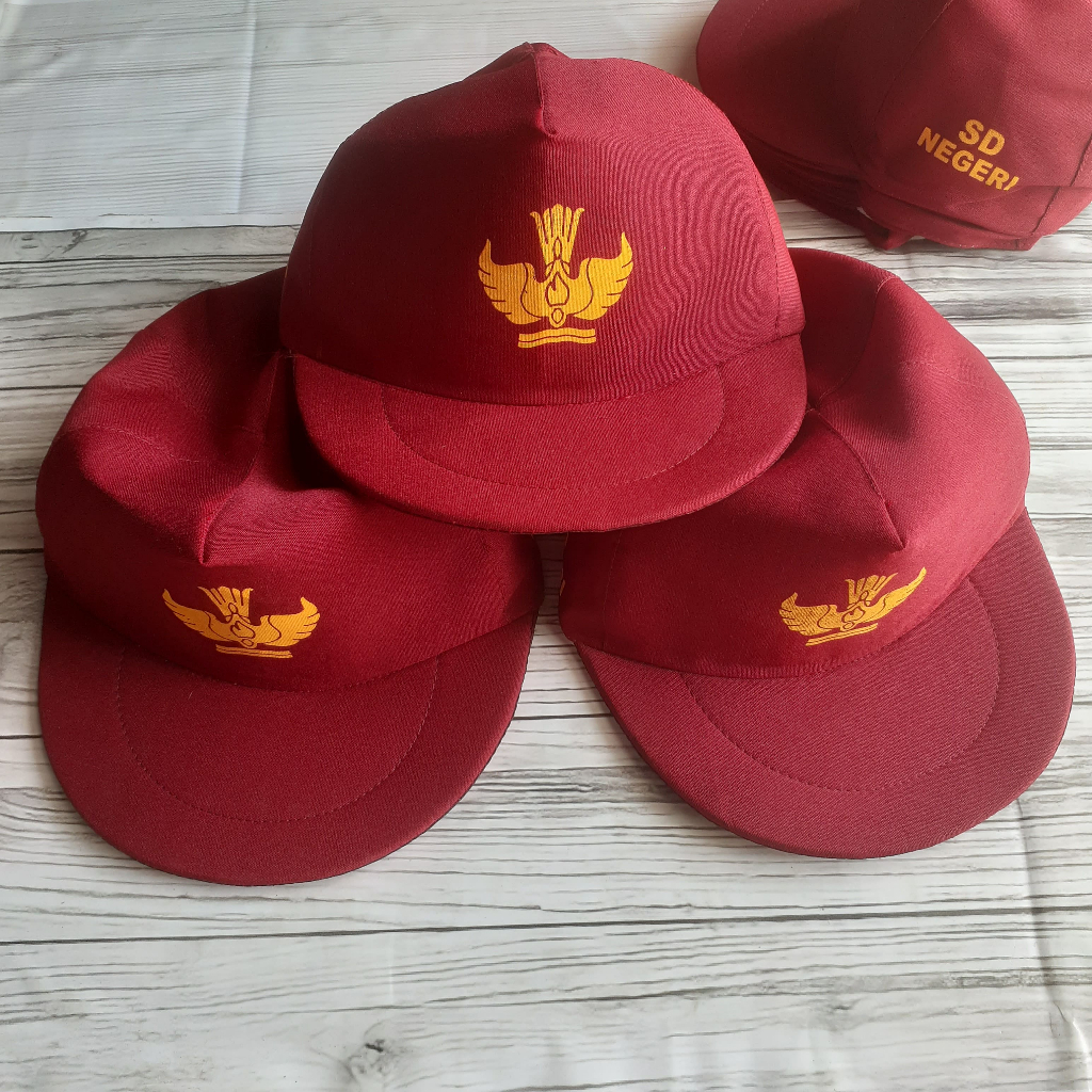Jual Topi Anak SD Merah Putra Putri Sablon Topi Anak Sekolah SD Sekolah ...