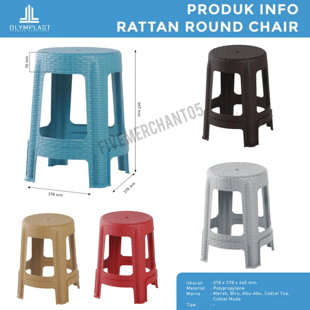 Jual Kursi Baso Olymplast Round Chair Warna Kursi Rotan Bulat 100kg ...