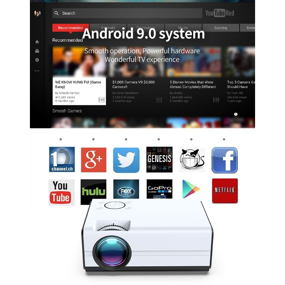 Jual Mini Projector T01A Android 9 Screen Mirroring Wifi Bluetooth 2000 ...