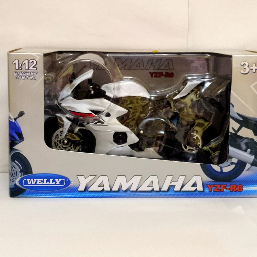 Jual Diecast Motor YAMAHA YZF-R6 Putih Welly skala 1:12 Mainan Anak ...