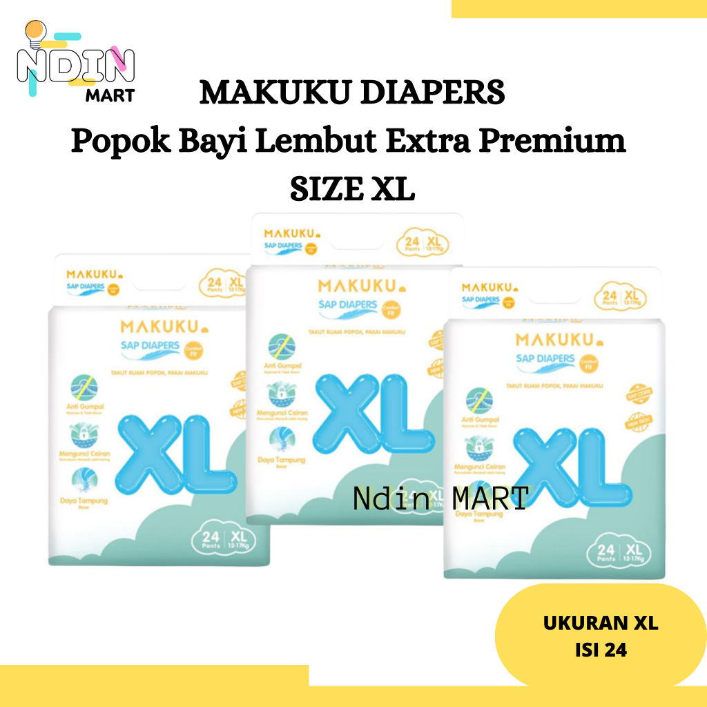 Jual MAKUKU Pampers Diapers Pants Ukuran XL | Shopee Indonesia