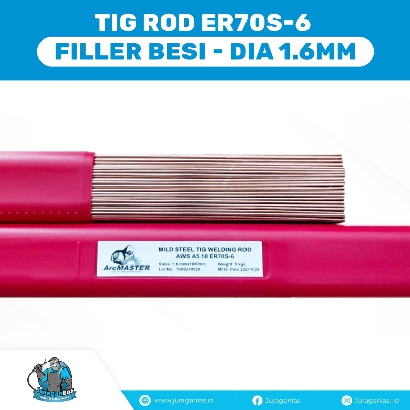 Jual Kawat Las Argon Tig Rod Filler Besi ER-70S-6 diameter 1,6mm 1.6mm ...