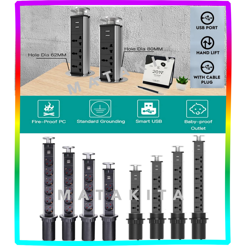 Jual STOP KONTAK TANAM USB PORT POP UP PULL UP COLOKAN MEJA | Shopee ...