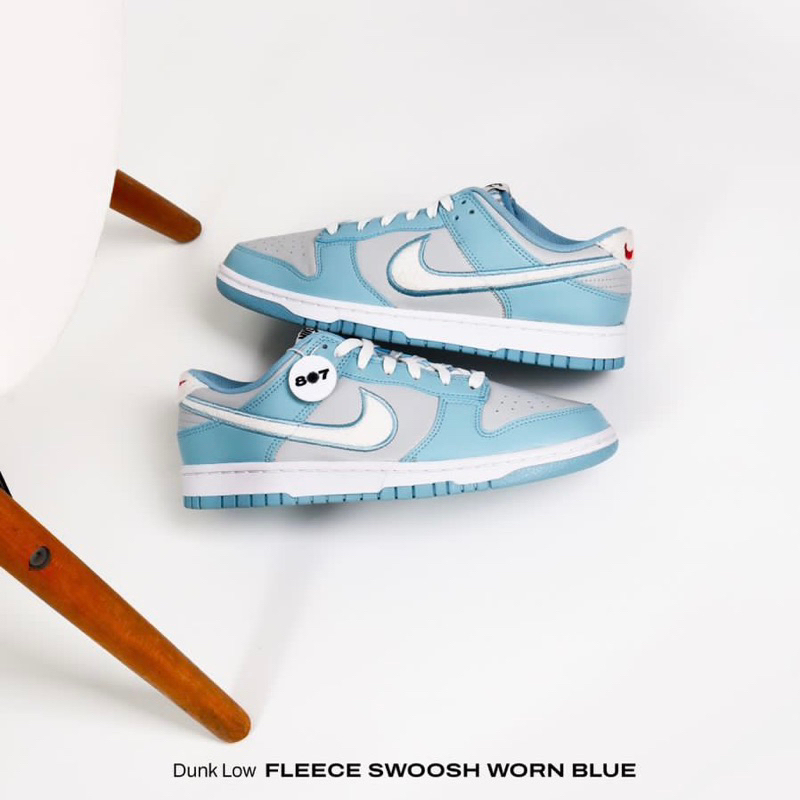 Jual Dunk Low Fleece Swoosh Worn Blue | Shopee Indonesia