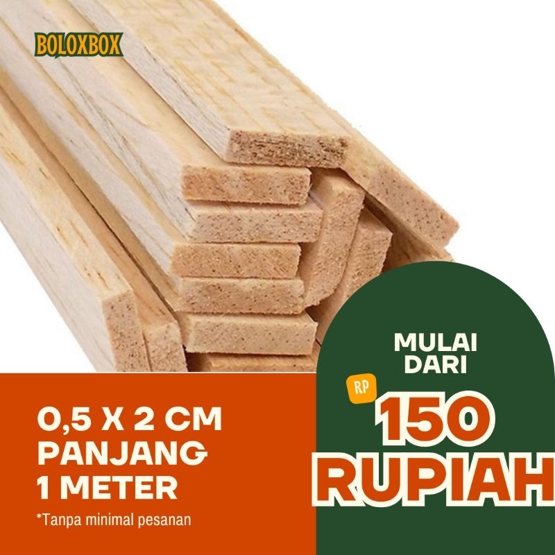 Jual Kayu Balsa 2x0,5cm(20x5mm) panjang 100cm /Lis kayu 2x0,5cm/Reng ...