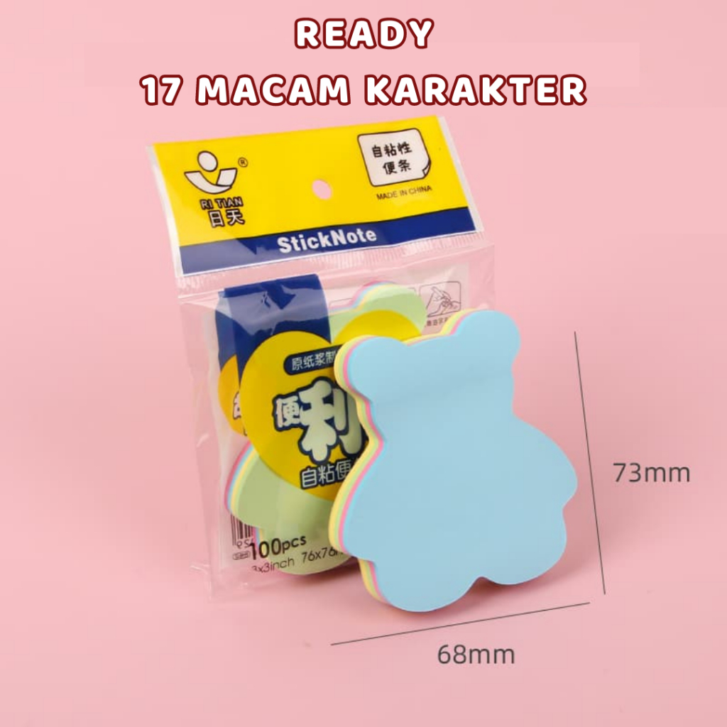 Jual Sticky Note Karakter 4 Warna / Memo Tempel / Kertas Memo Tempel ...