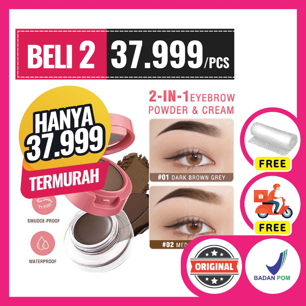 Jual PINKFLASH pomade Eyeliner Waterproof 2-in-1 Eyebrow Cream & Powder ...