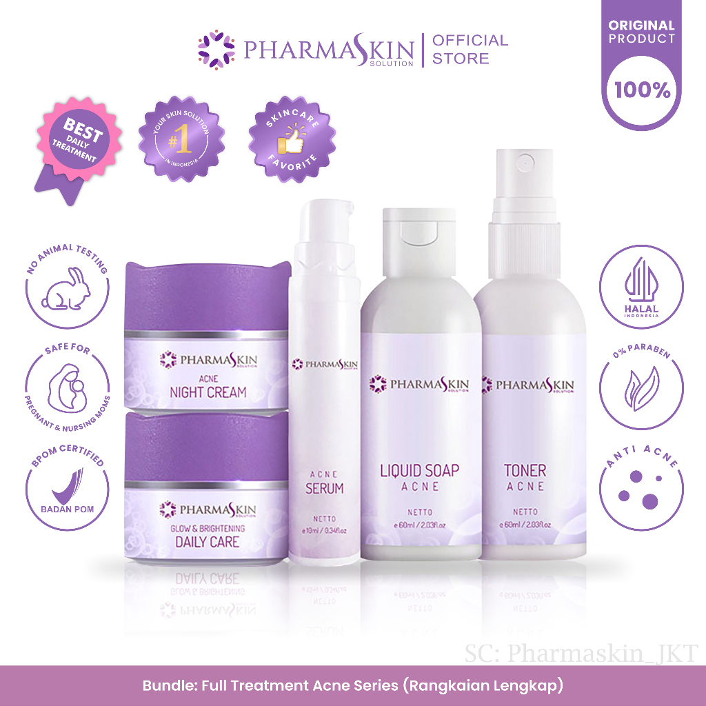 Jual Pharmaskin Solution Paket Full Treatment Acne Series Rangkaian Lengkap Berjerawat Skincare ...