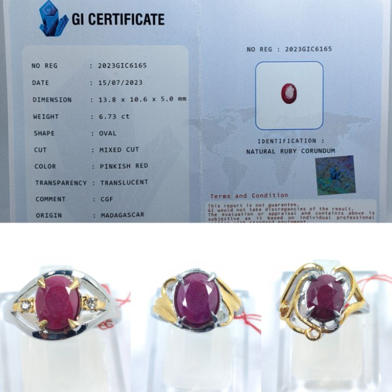 Jual CINCIN WANITA PERMATA NATURAL RUBY CORONDUM ASLI BERSERTIFIKAT ...