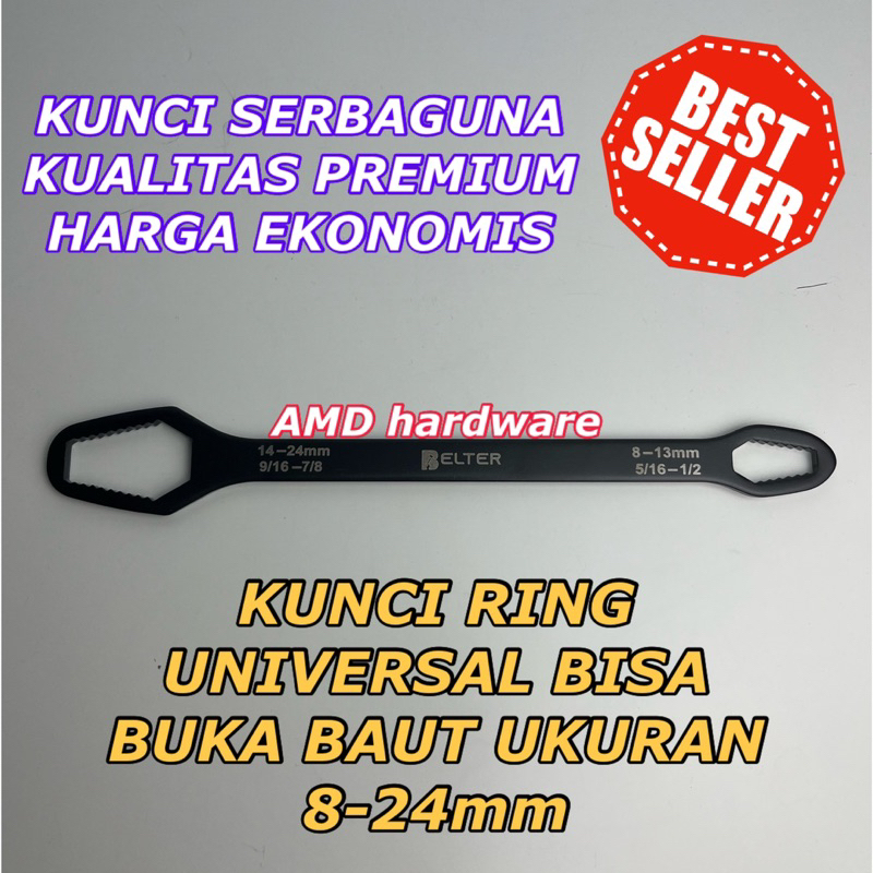 Jual KUNCI RING UNIVERSAL DOUBLE HEAD WRENCH 8-24 mm Konci Serba Guna ...