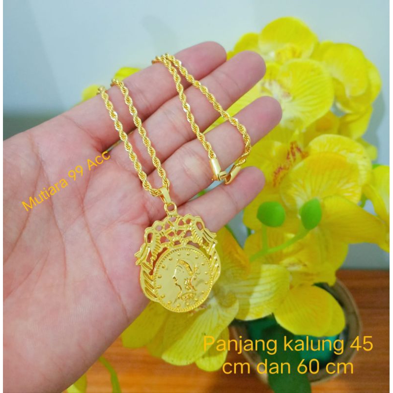 Jual Kalung Tambang Liontin Koin Berlapis Emas 24K Terbaru ANTI KARAT ...