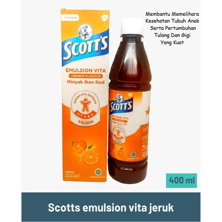 Jual Scott's Emulsion Vita Orange 400 ml Dengan omega 3 (DHA+EPA ...