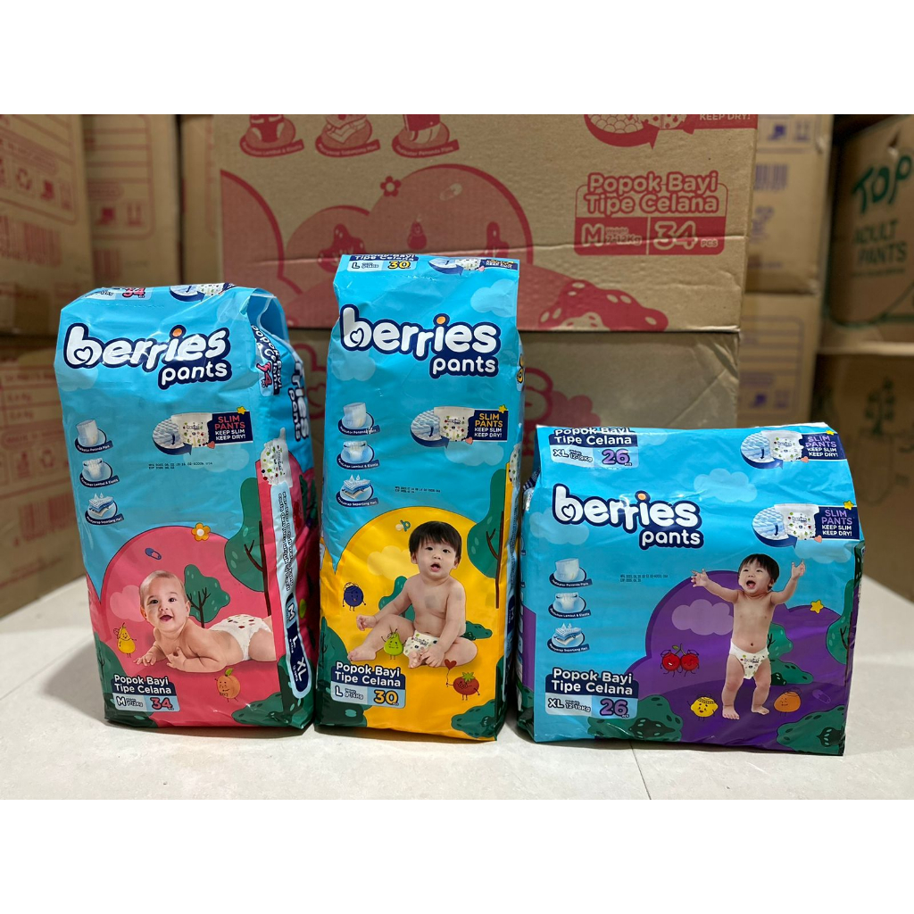 Jual Berries Pants Popok Baby Tipe Celana M34 / L30 / XL26 Popok Bayi ...