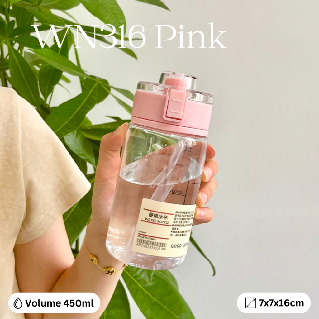 Jual Either.id - Botol Minum Aesthetic Transparan Bening Estetik Botol ...