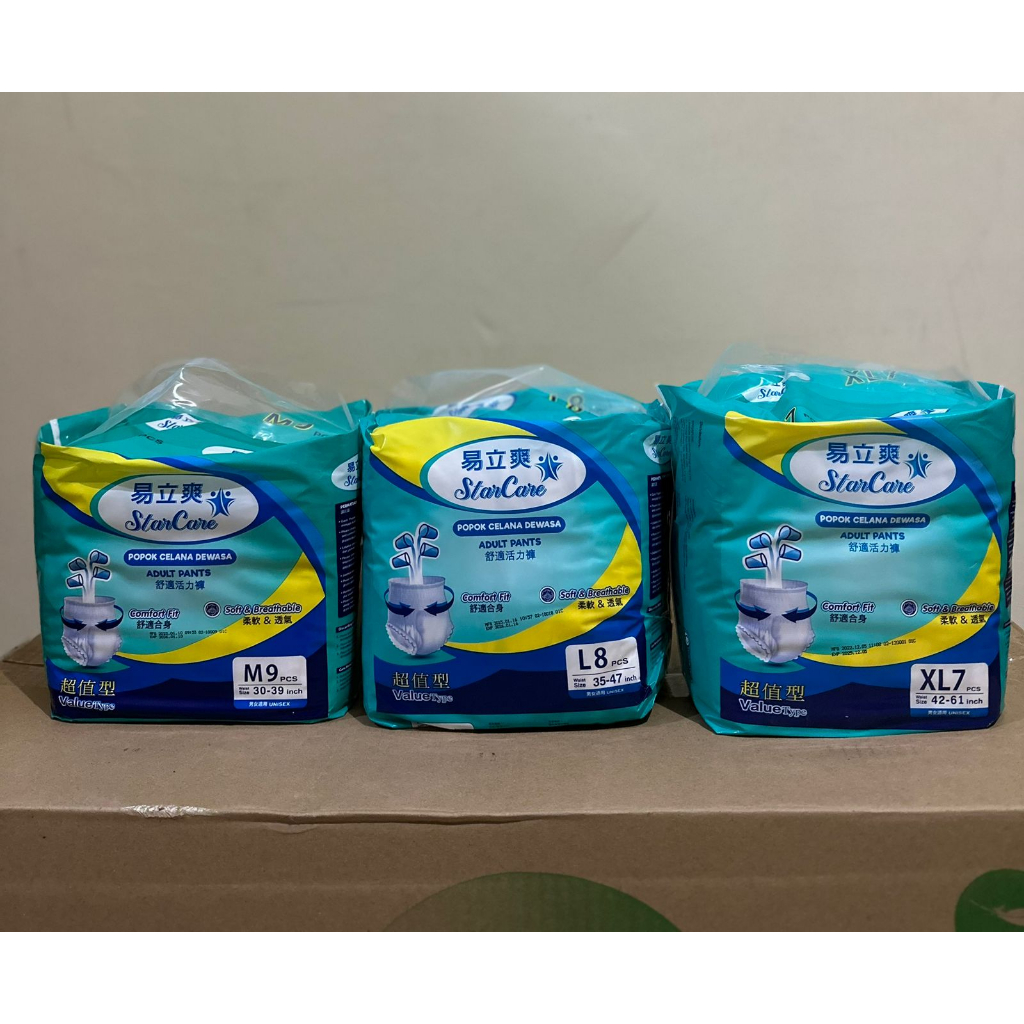 Jual StarCare Adult Diapers Pants Popok Celana Dewasa Size Isi M9 / L8 / XL7 Star Care Pampes ...