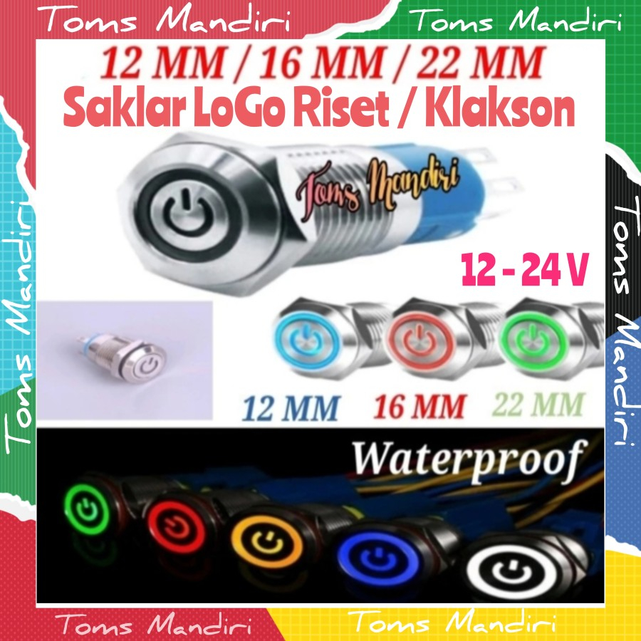 Jual Saklar LED Stainless Tombol Riset / Klakson 12/16/22MM 12-24V 3A ...