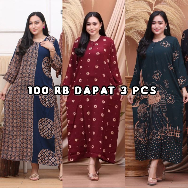 Jual Paket 3 pcs longdress Kancing depan bumil busui murah | Shopee ...